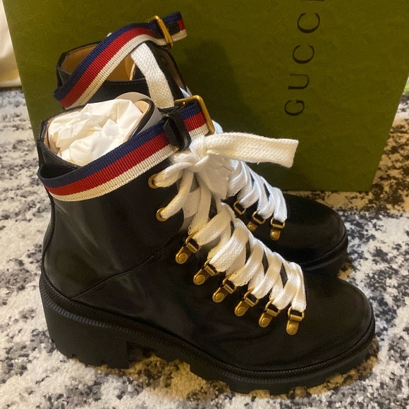 Gucci | Shoes | Gucci Leather Ankle Boots With Sylvie Web | Poshmark